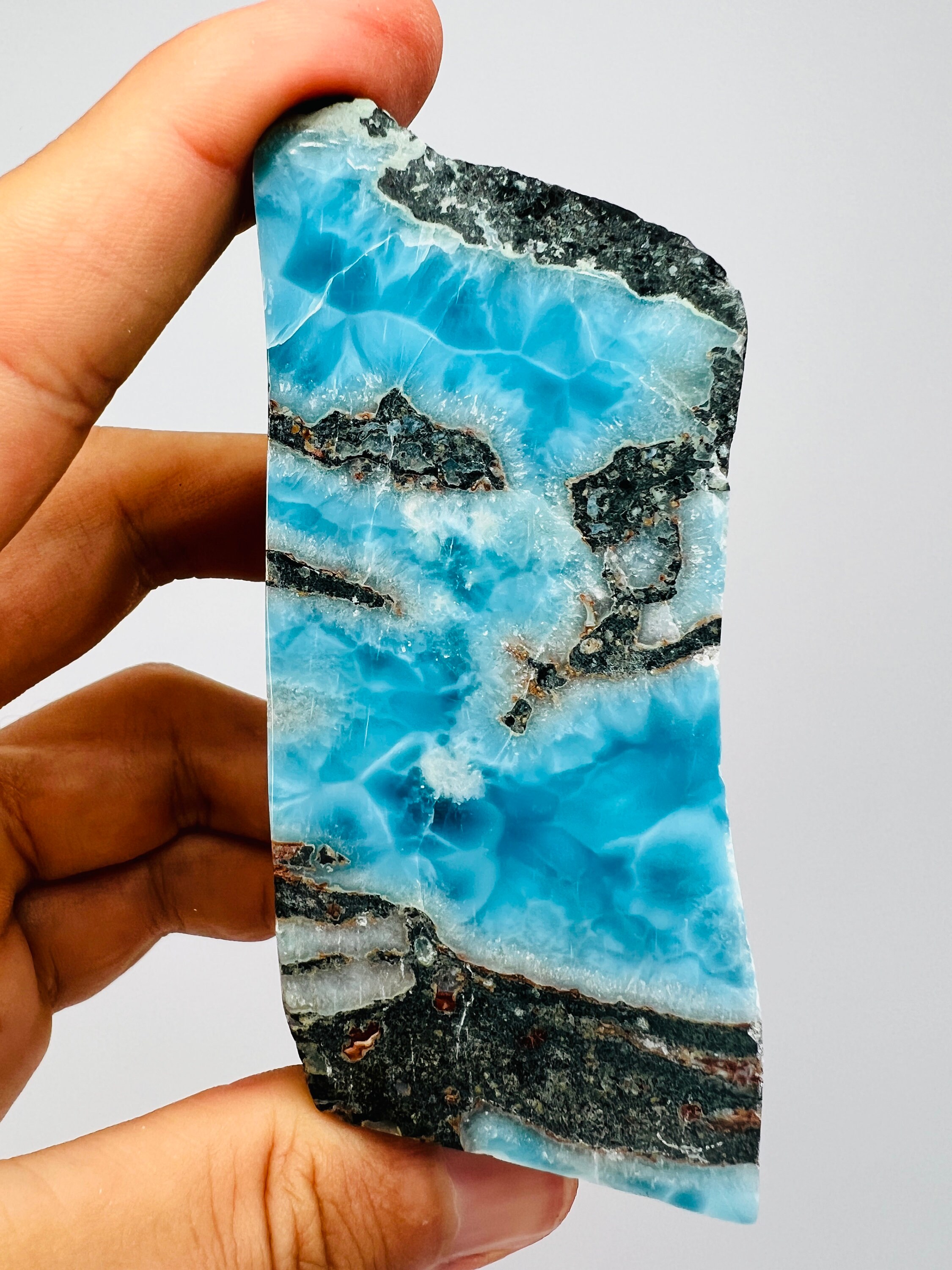 Stunning Super Blue Larimar Art Slab With Copperaaa - Etsy