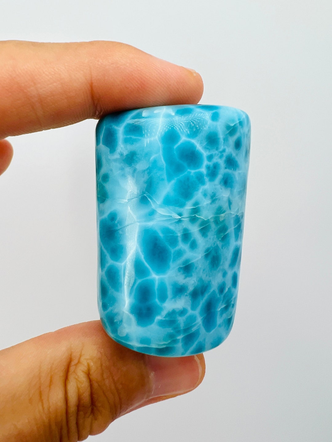 Exquisite Super Blue Larimar Tube,aaa Larimar,meditation Stone,palm ...