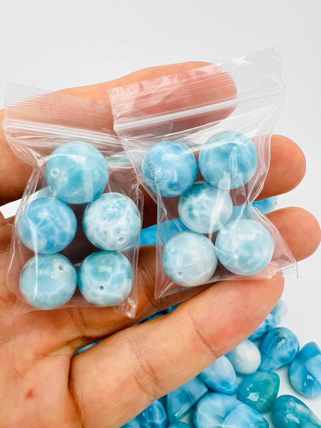 Larimar Beads 15mm Set of 5,AAA Larimar,larimar Jewelry,larimar Sphere ...