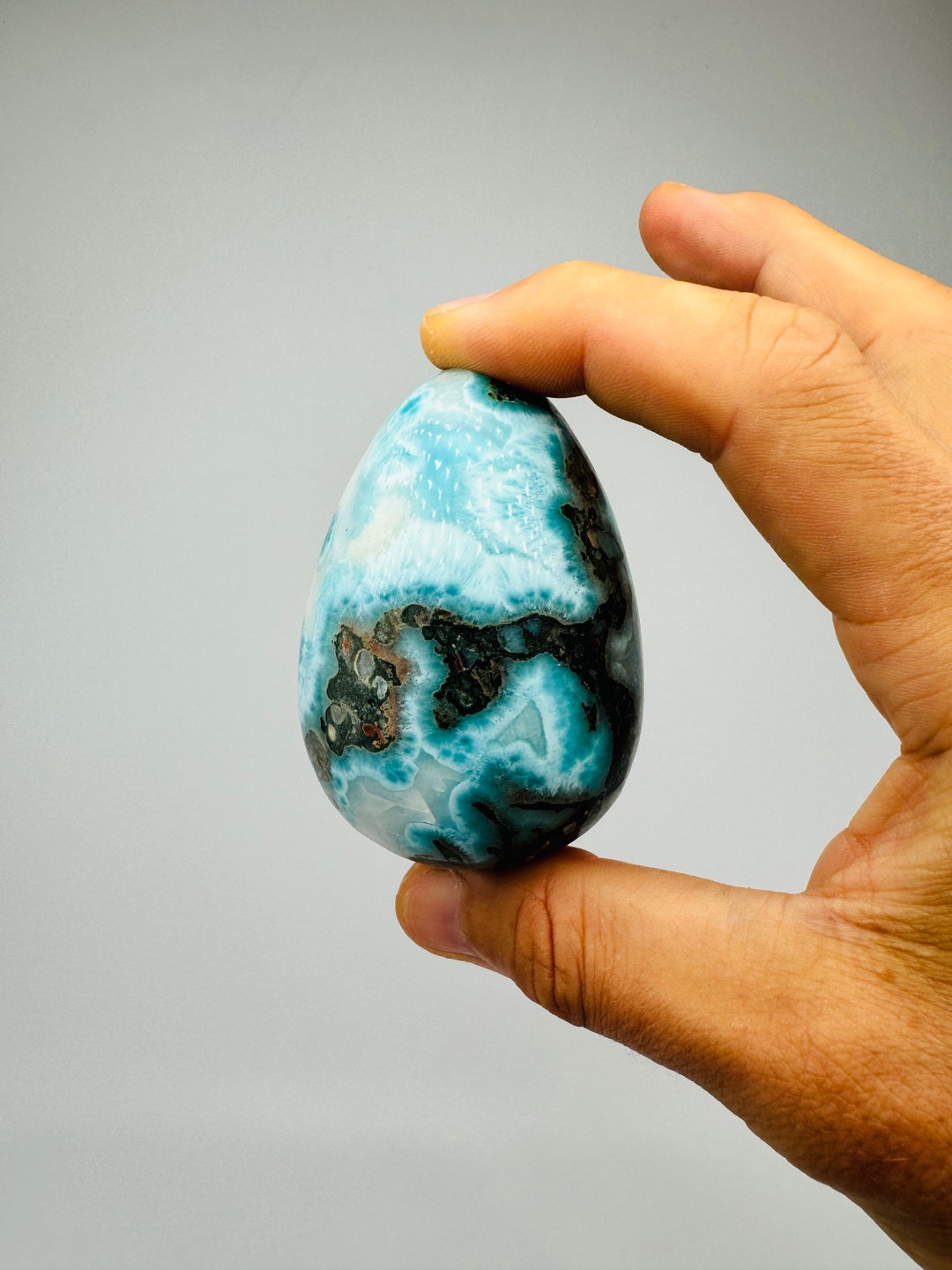 Larimar Egg, Larimar Palm Stone,art Larimar,larimar Freeform,meditation ...