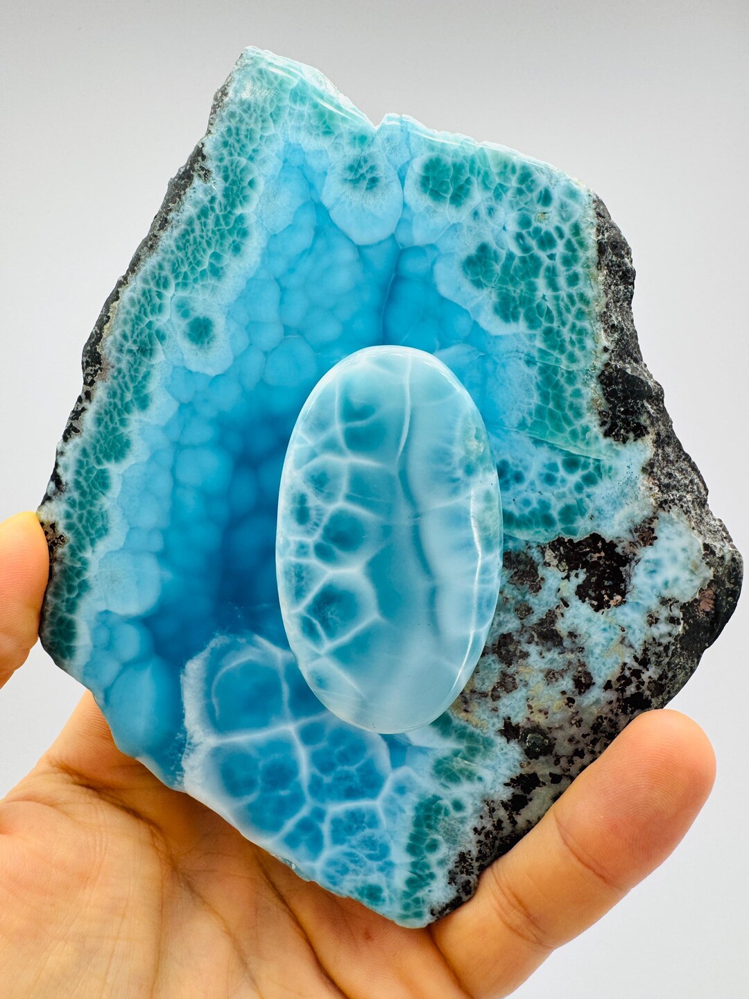 Super Blue Larimar Palm Stone,aaa Larimar,larimar Freeform,meditation ...