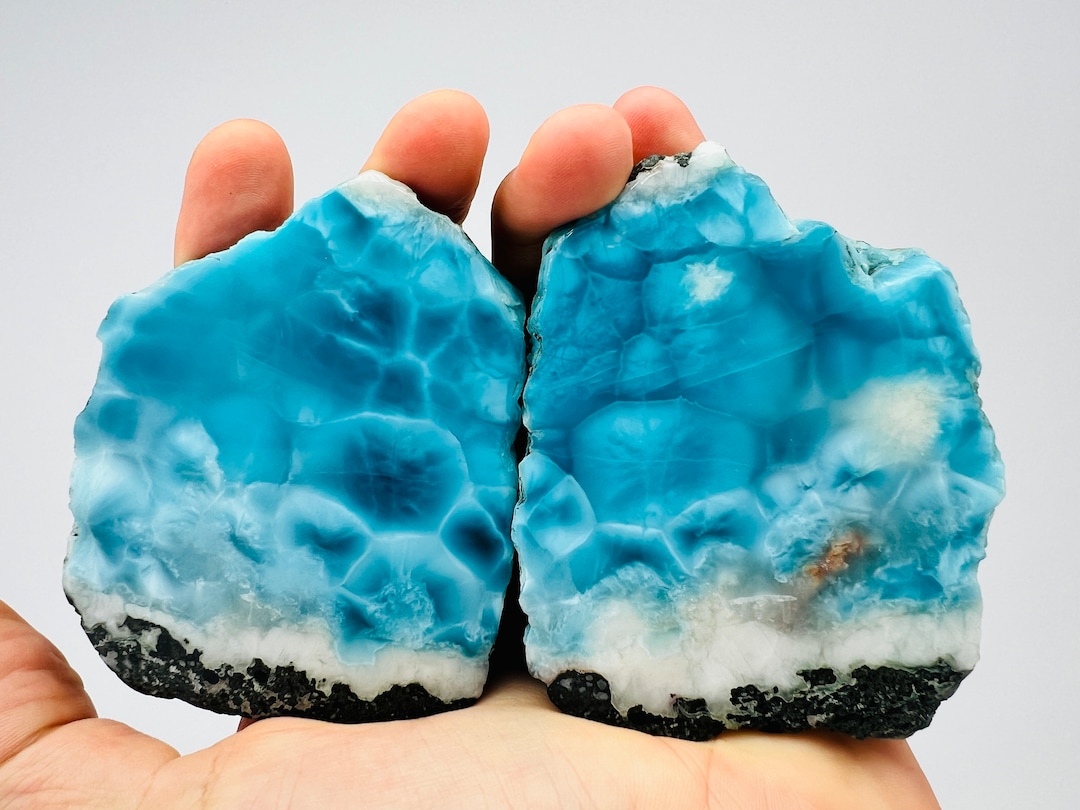 Amazing Super Blue Larimar Slab Pair,aaa Larimar,raw Larimar,meditation ...