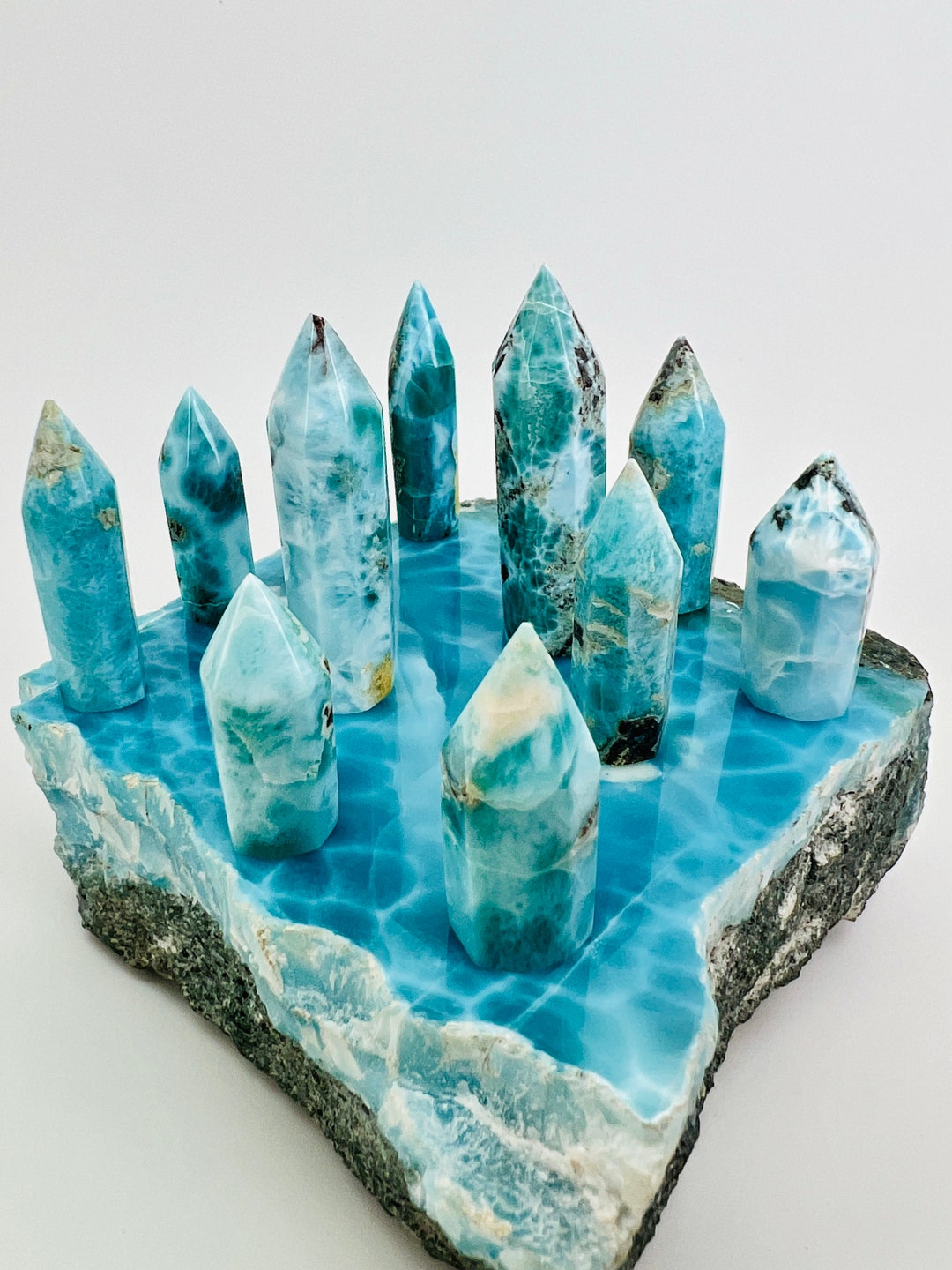 Larimar Towers Set 1,crystal Tower,stone Obelisk,gemstone Tower,larimar ...
