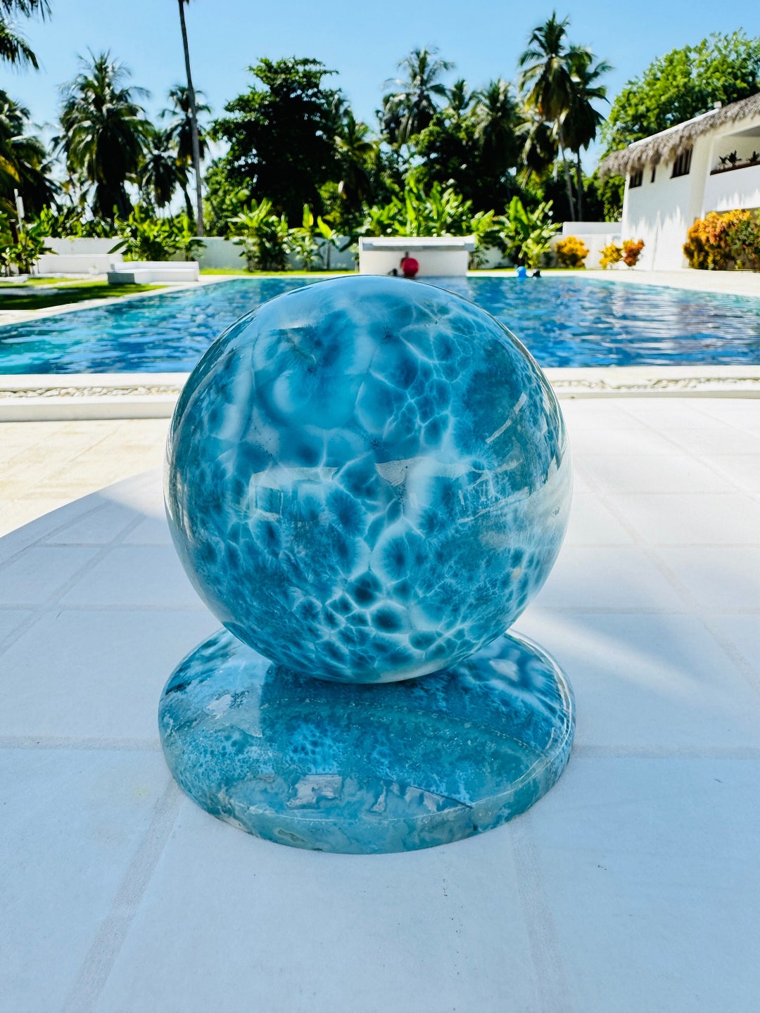 Larimar "fractal Supernova" Super Blue Larimar Sphere With Base,fractal ...