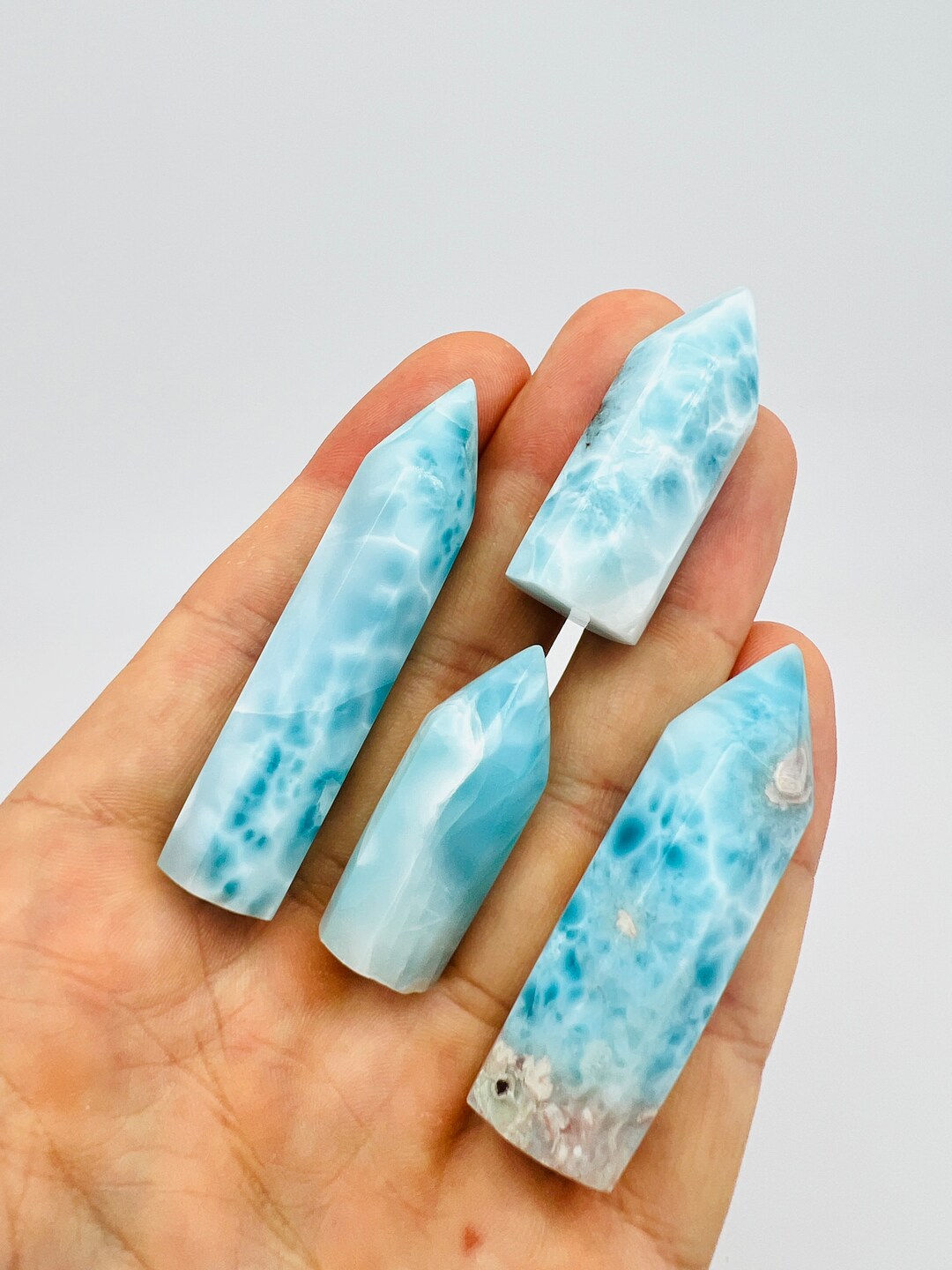 Larimar Four Towers Set 1,crystal Tower,stone Obelisk,gemstone Tower ...