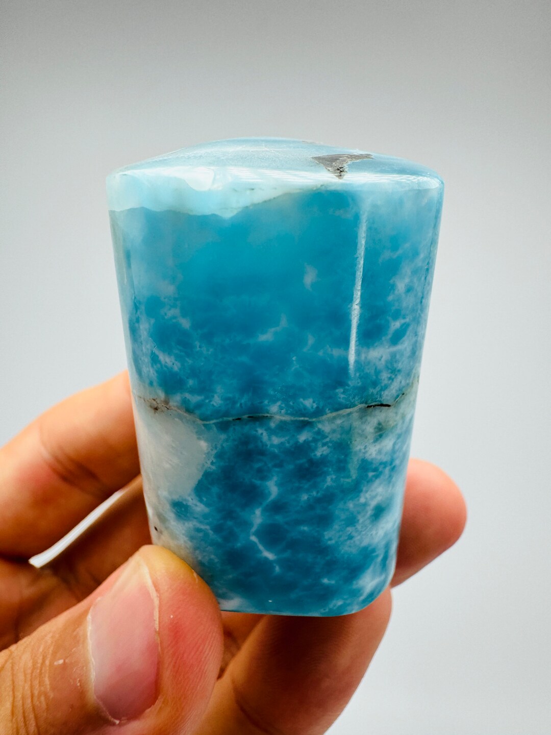 Translucent Super Blue Plus Fractal Larimar Tube,aaa Larimar,larimar ...