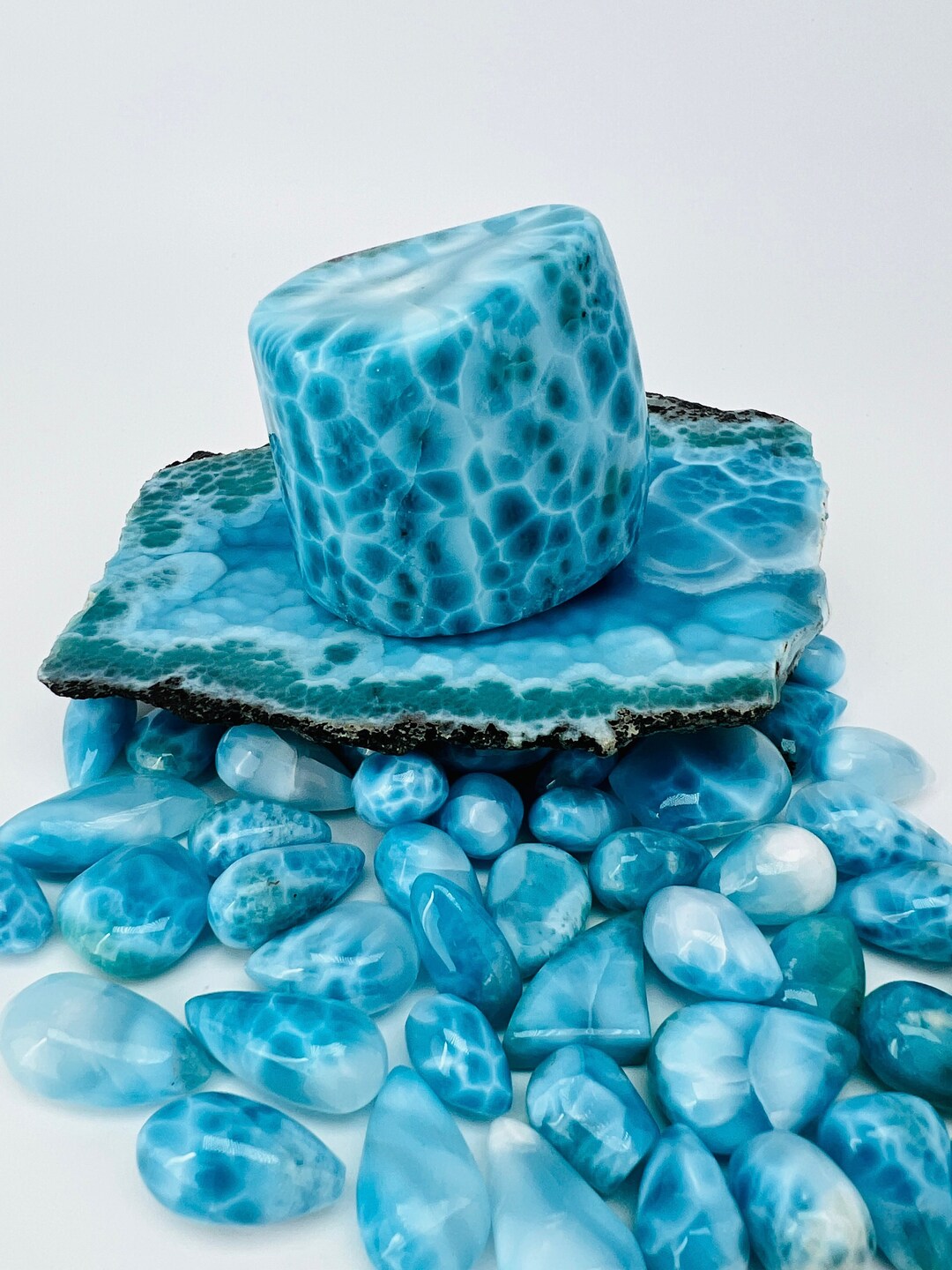 Fantastic Big Super Blue Larimar Tube,aaa Larimar,fractal Larimar ...