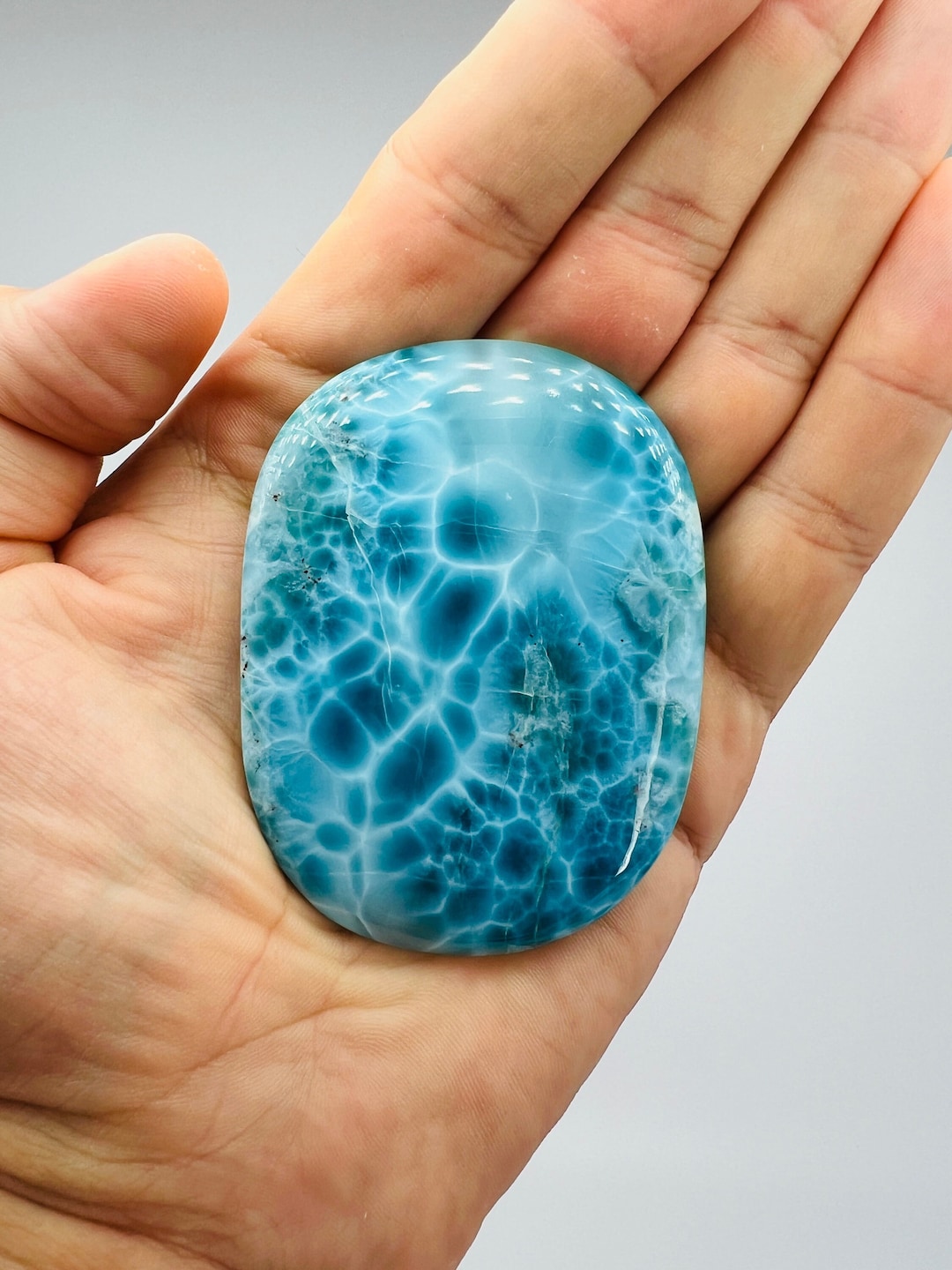 Larimar Epic Palm Stone,super Blue Larimar,aaa Larimar,larimar Freeform ...