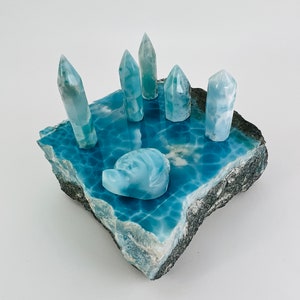 Larimar Towers With a Turtle Set 3,crystal Tower,stone Obelisk,gemstone ...