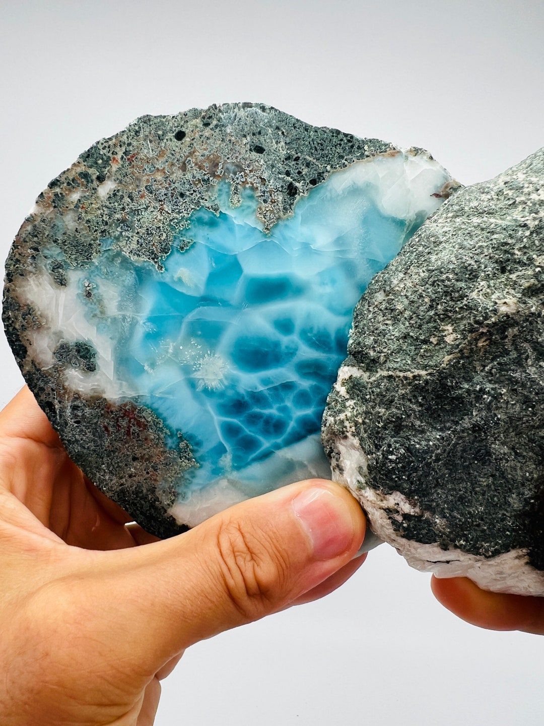 Big Rare Super Blue Larimar Geode,larimar Sphere,aaa Larimar,meditation ...