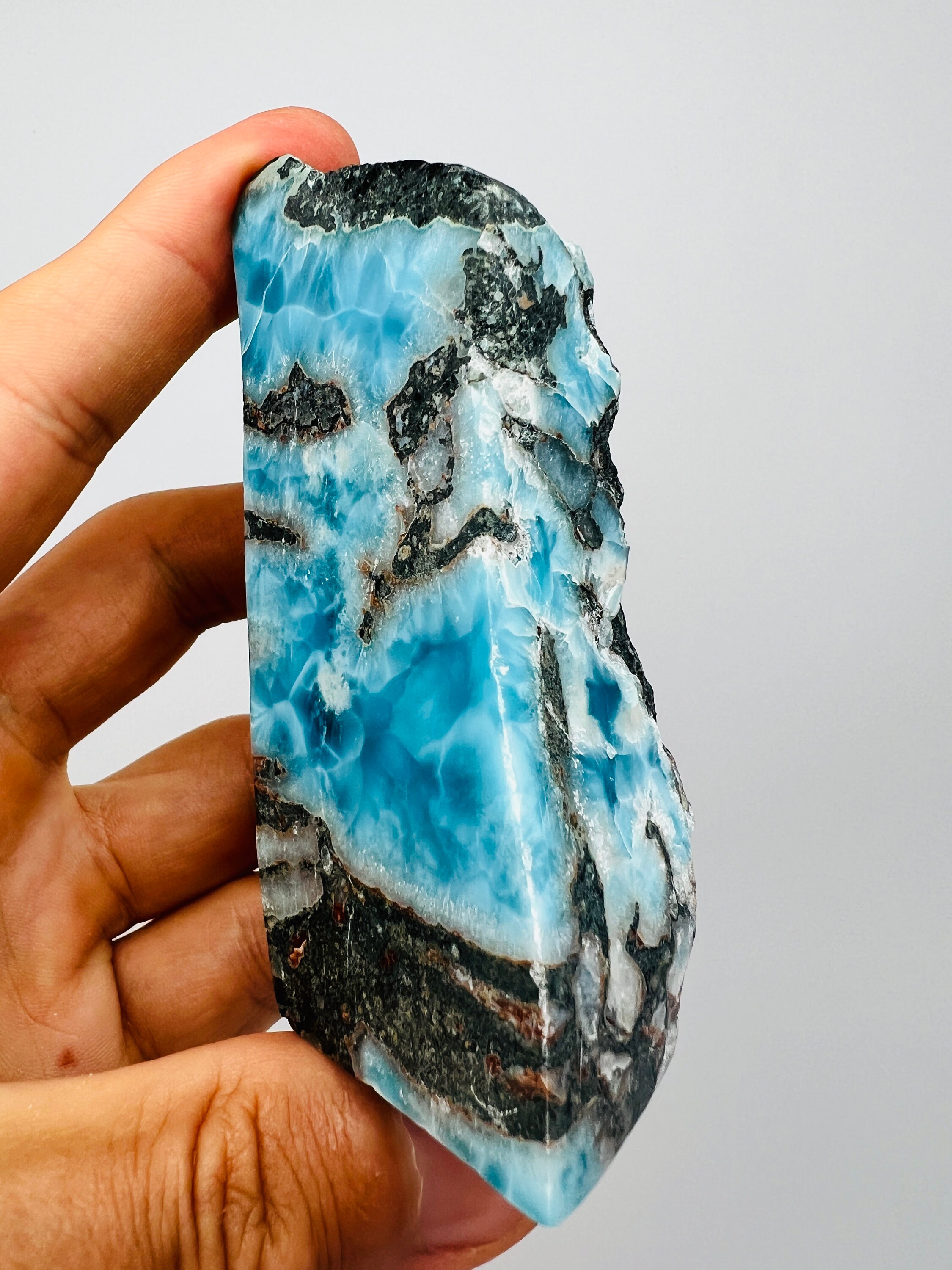 Stunning Super Blue Larimar Art Slab With Copperaaa - Etsy