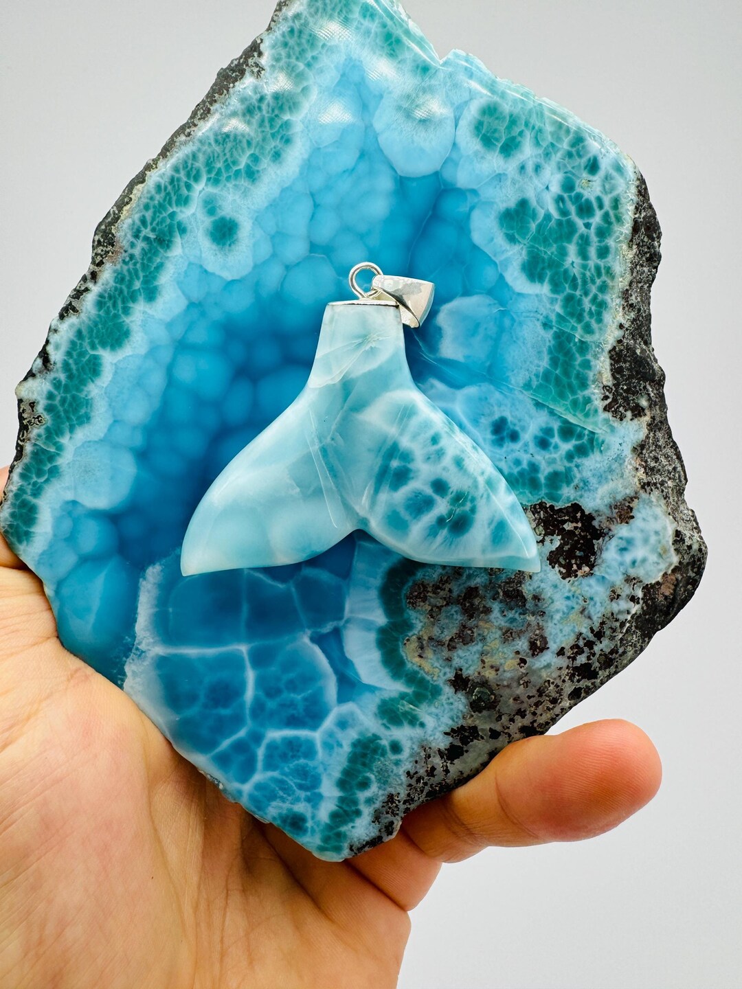 Larimar Big Whale Tail Pendant, Super Blue Larimar,aaa Larimar,larimar Jewelry,larimar Pendant ...