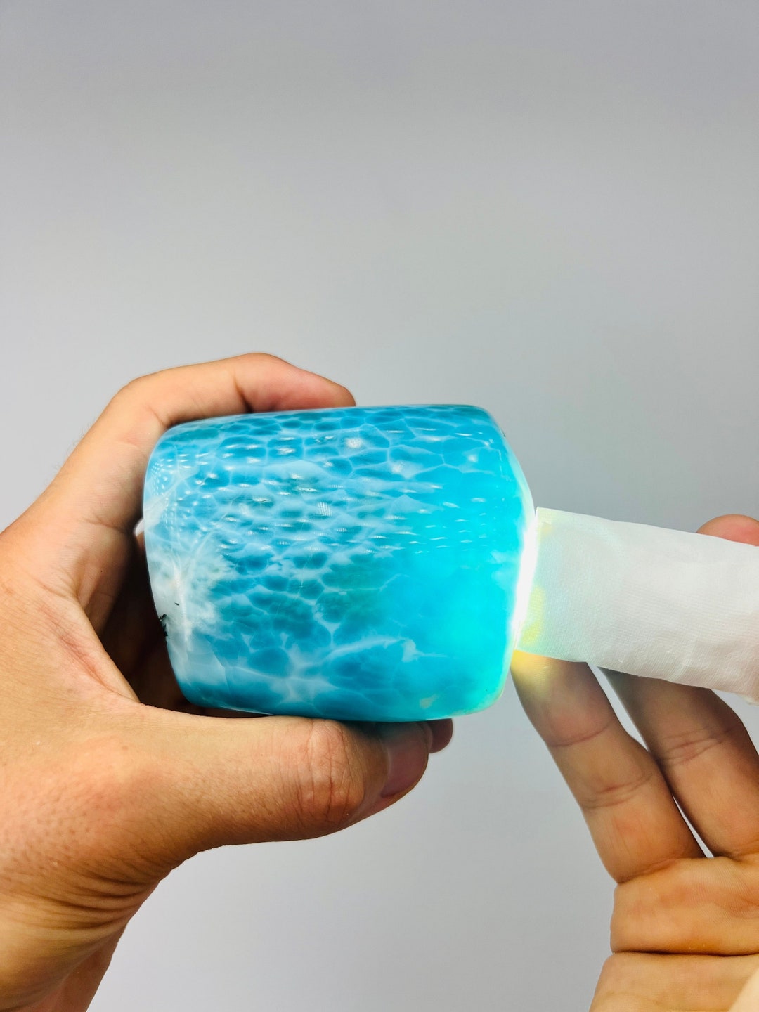 Rare* BIG Super Blue Larimar Tube,aaa Larimar,meditation Stone,larimar ...