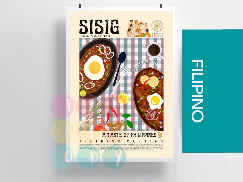 Sisig Poster Retro Style, Filipino Cuisine Wall Art, Vintage ...