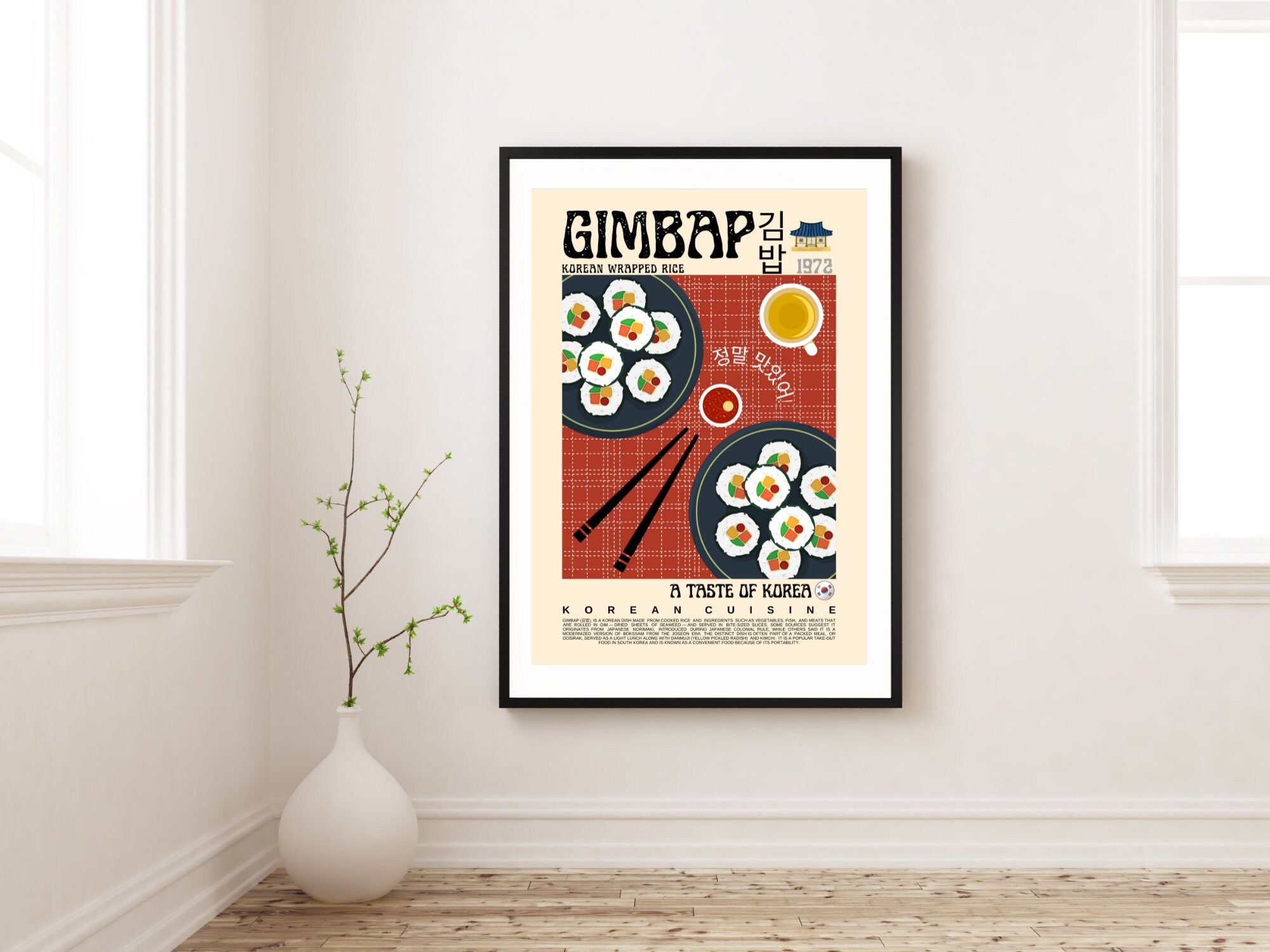 Gimbap Poster Retro Style, Korean Food Vintage Wall Art, Korean Cuisine ...