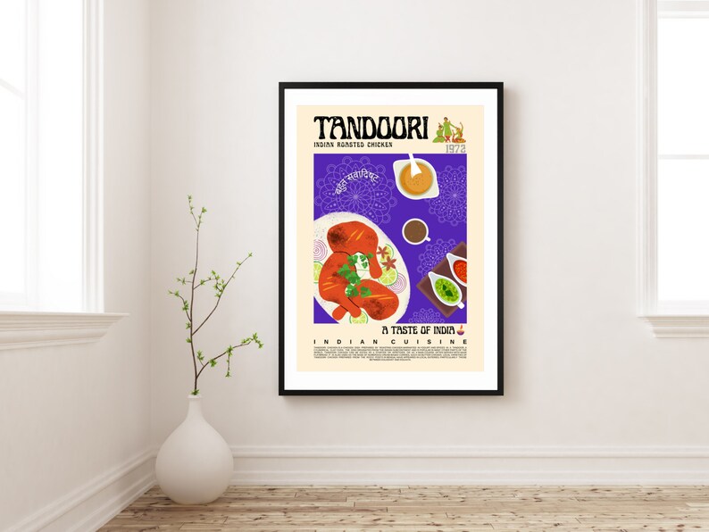 Tandoori Poster Retro Style Indian Cuisine Wall Art Indian - Etsy