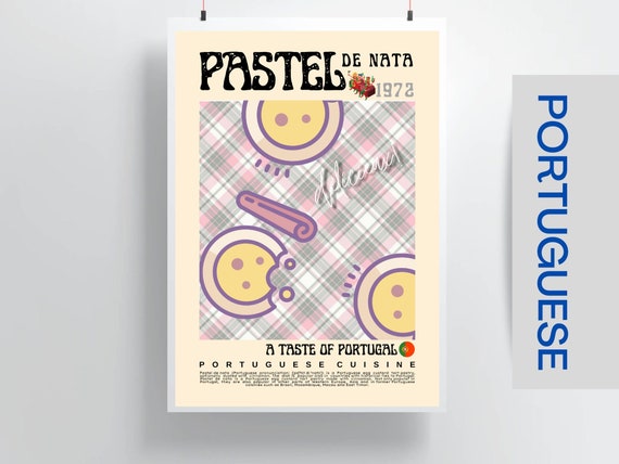 Pastel De Nata Poster Vintage Style Portuguese Cuisine Wall - Etsy