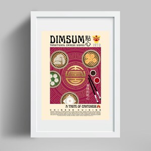 Dimsum Poster Vintage Style, Chinese Cuisine Food Art, Modern Kitchen ...