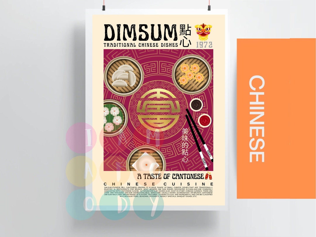 Dimsum Poster Vintage Style, Chinese Cuisine Food Art, Modern Kitchen ...