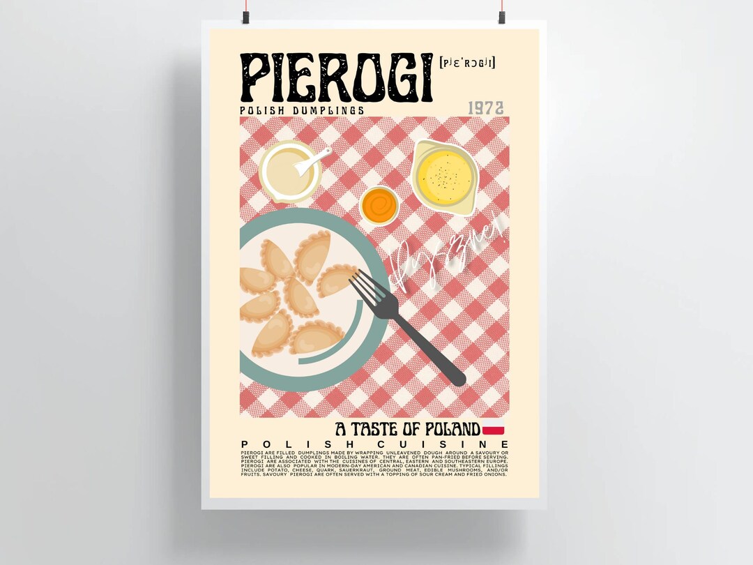 Pierogi Poster Vintage Style, Poland Dumplings Food Print, Polish ...