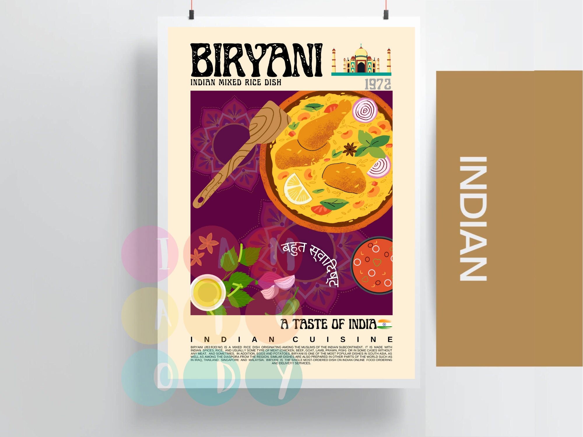 Biryani Poster Retro Style Indian Cuisine Wall Art Indian - Etsy