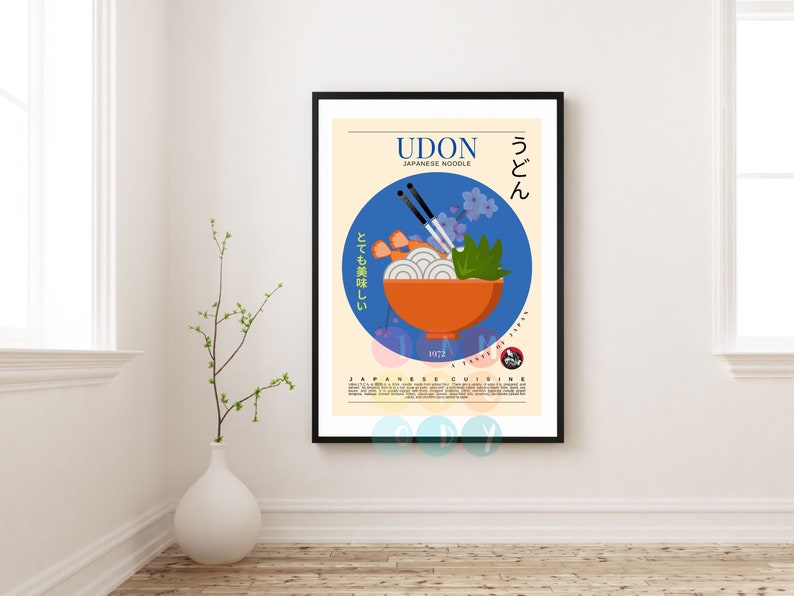 Udon Poster Retro Style, Japanese Vintage Food Wall Art, Japanese ...