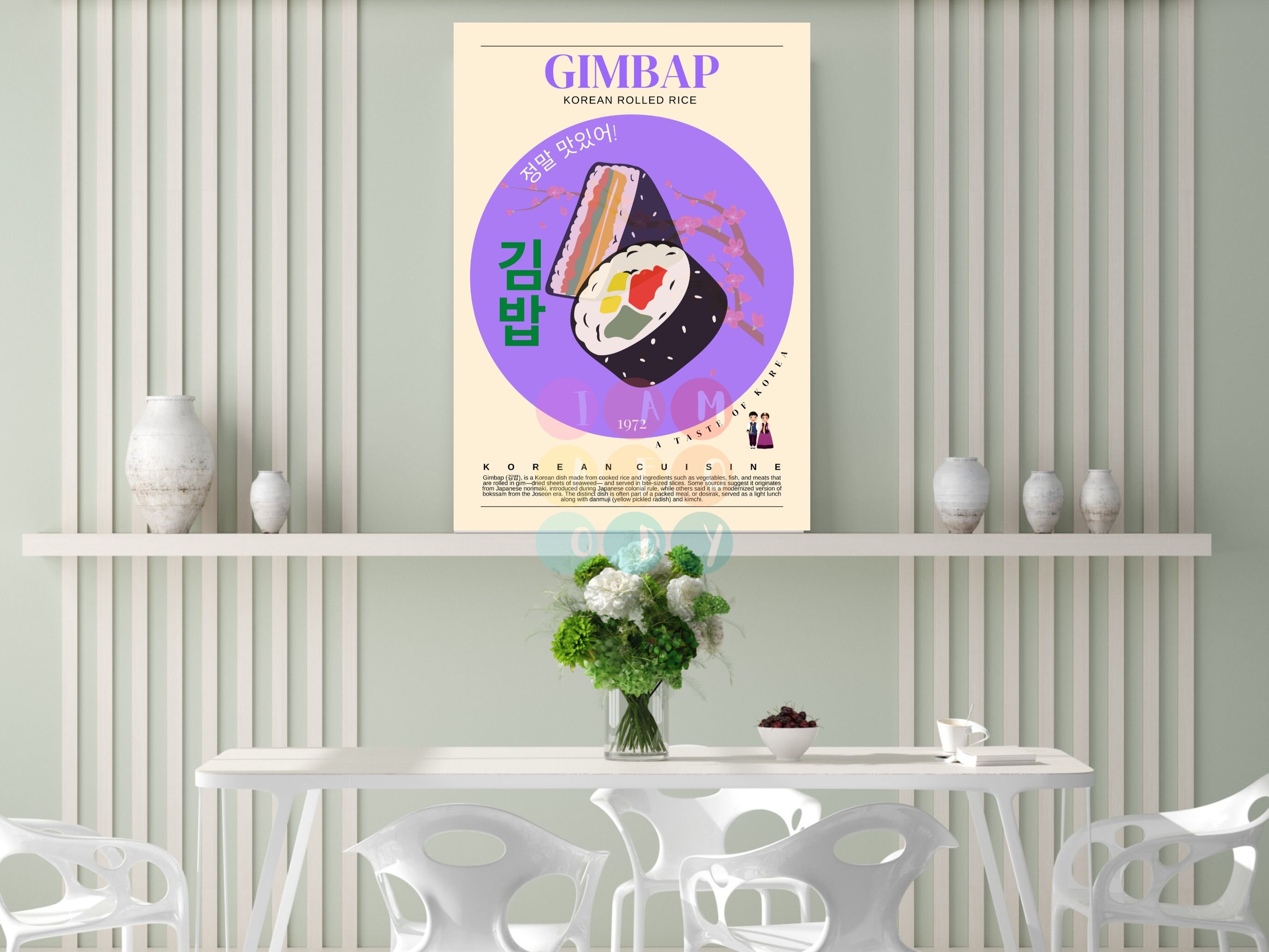Gimbap Poster Retro Style Korean Kimbap Vintage Food Wall - Etsy