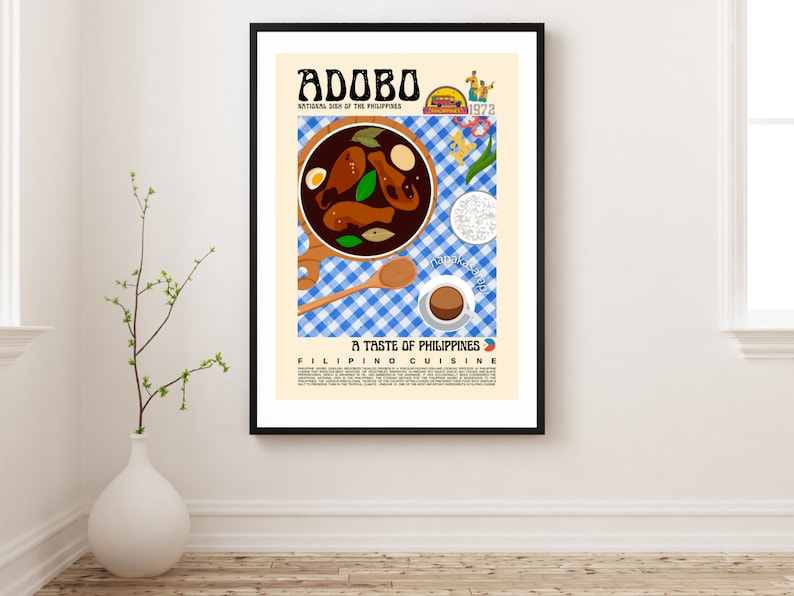 Adobo Poster Retro Style, Filipino Cuisine Wall Art, Vintage ...