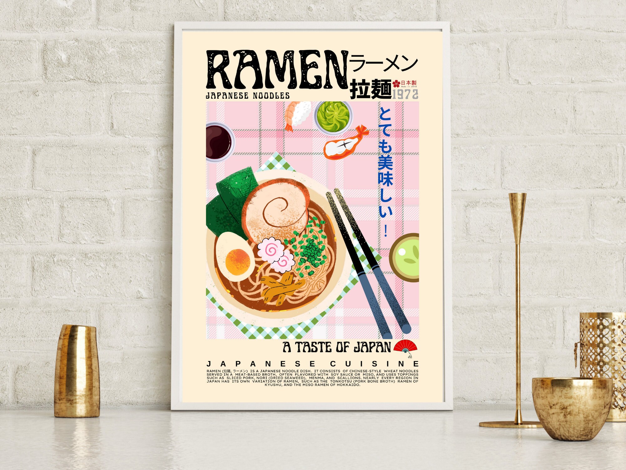 Ramen Poster Retro Style, Japanese Vintage Food Wall Art, Japanese ...