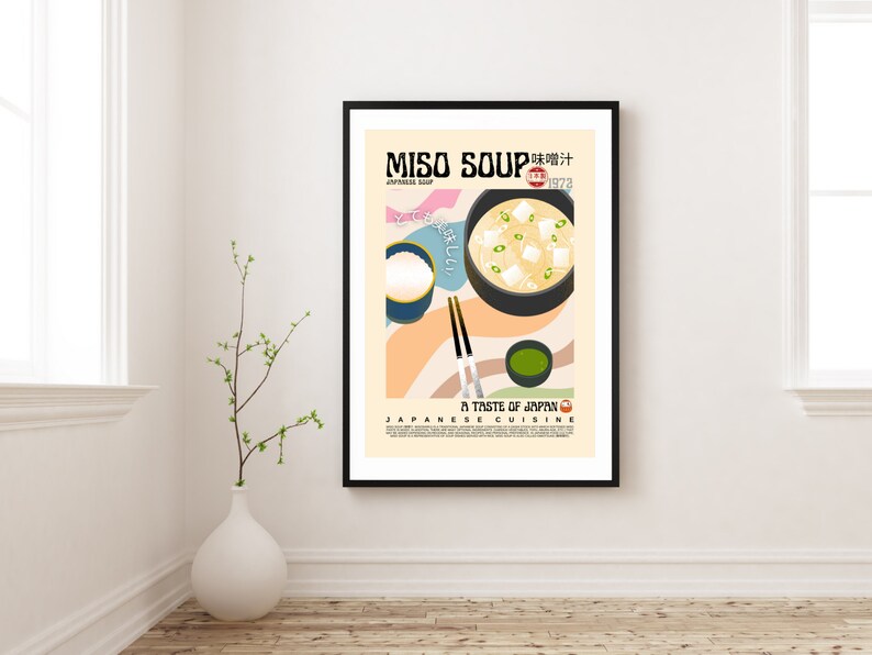 Japanese Food Wall Art, Miso Soup Poster Vintage Style, Japanese ...
