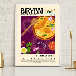 Biryani Poster Retro Style Indian Cuisine Wall Art Indian - Etsy