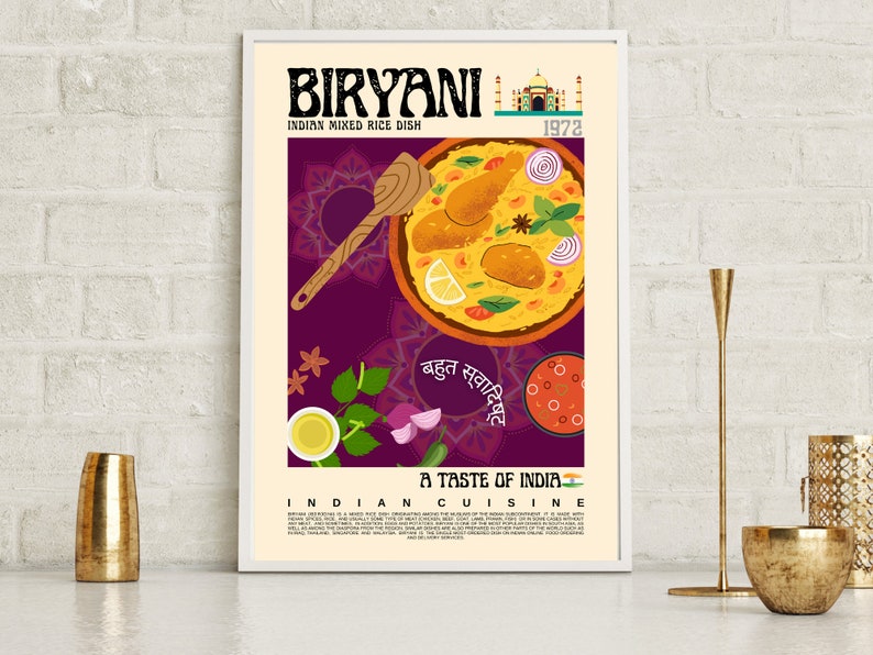 Biryani Poster Retro Style Indian Cuisine Wall Art Indian - Etsy