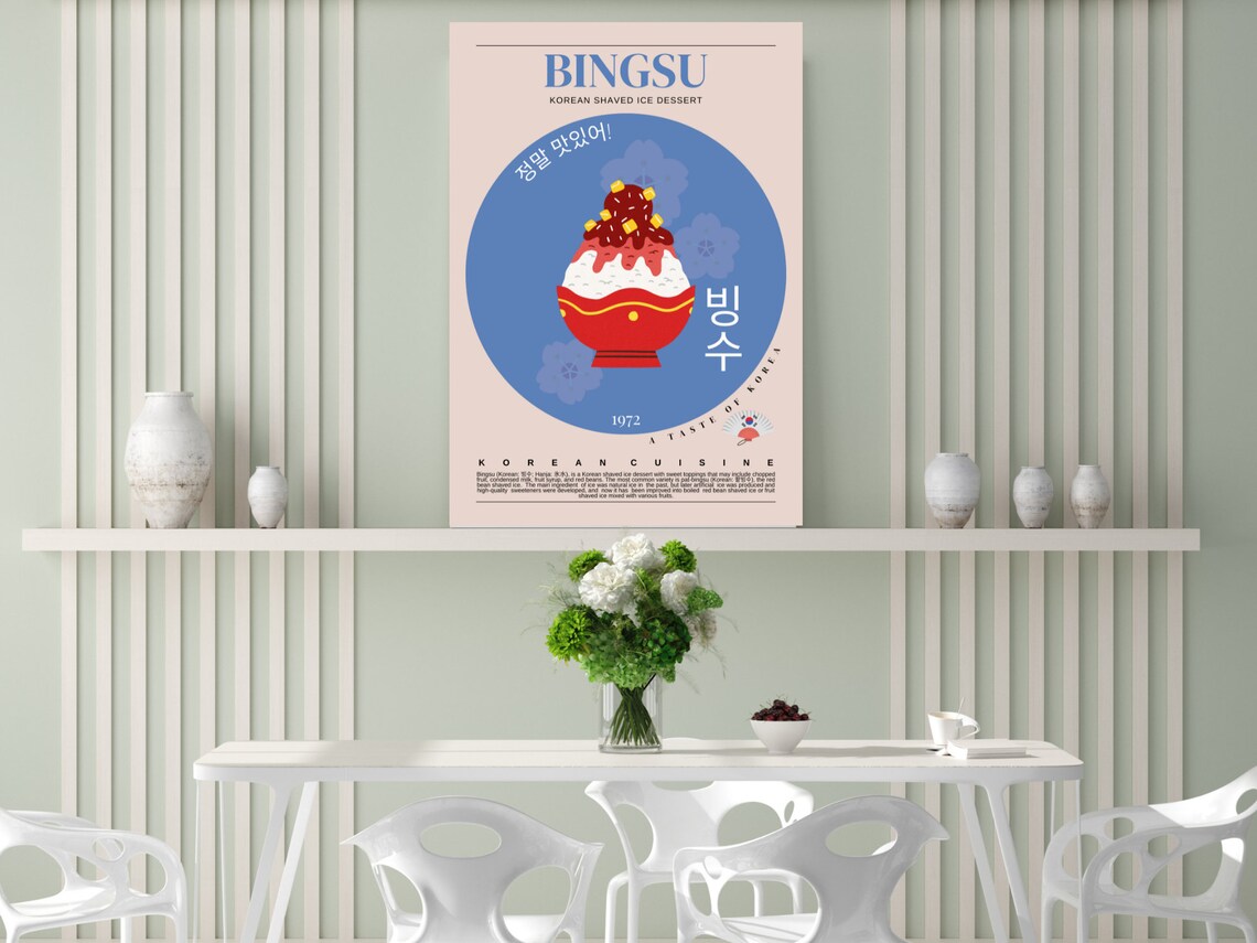 Bingsu Poster Retro Style Korean Food Vintage Wall Art - Etsy