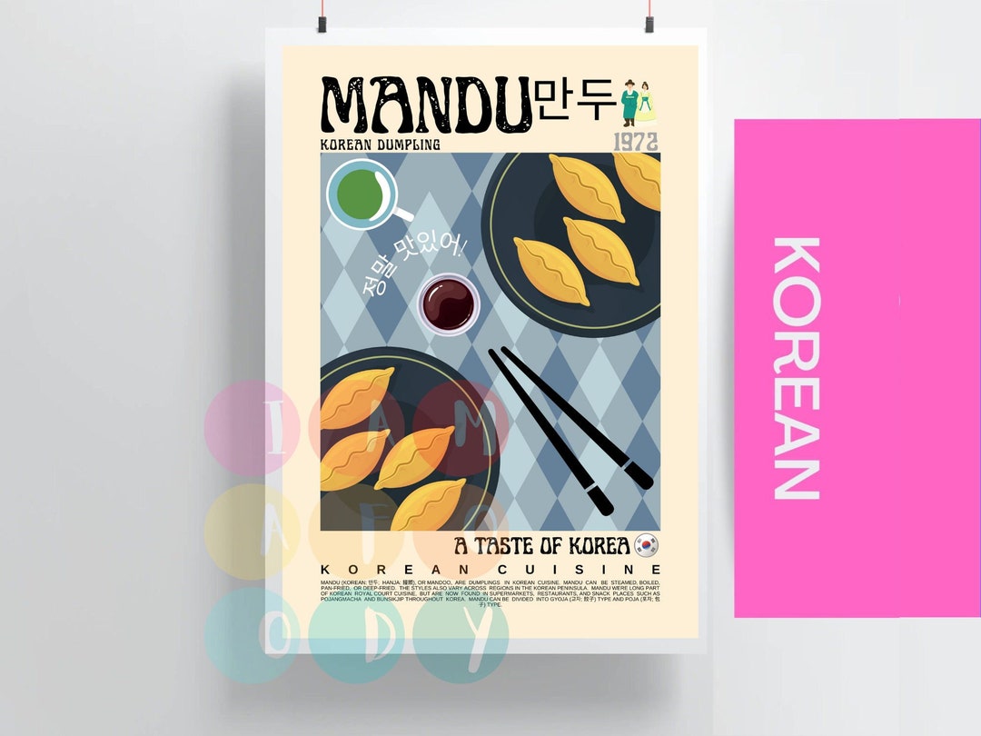 Mandu Poster Vintage Style, Korean Food Vintage Wall Art, Korean ...