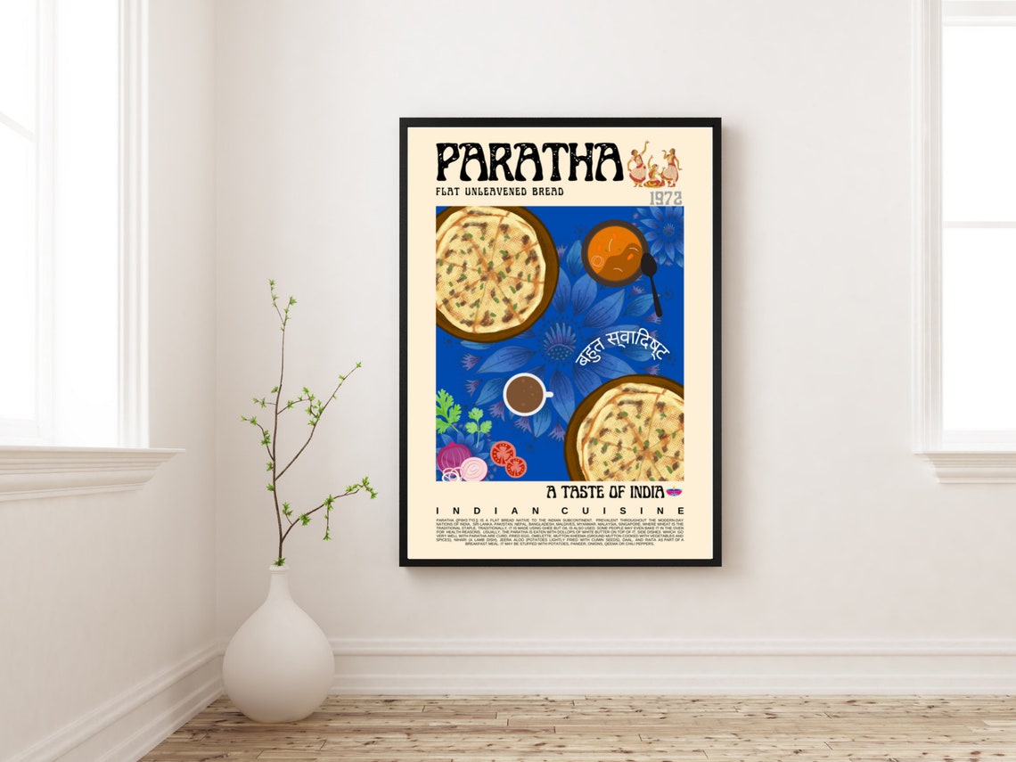 Paratha Poster Retro Style Indian Cuisine Wall Art Indian - Etsy