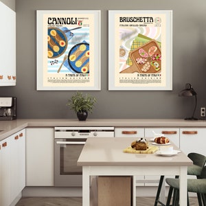 Cannoli Poster Vintage Style, Italian Pastry Cuisine Wall Art, Modern ...