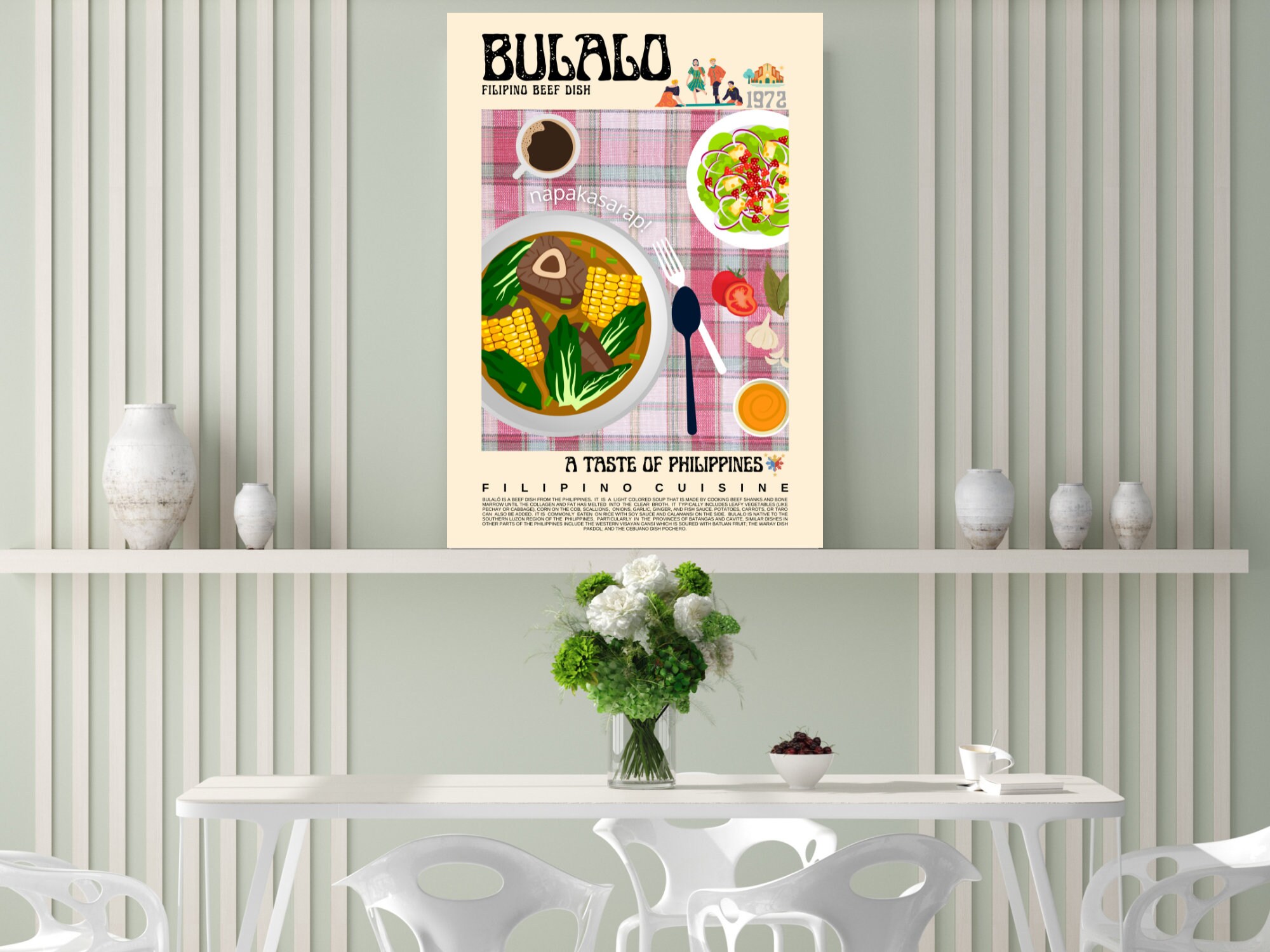 Bulalo Poster Retro-Stil, philippinische Küche Wandkunst, Vintage ...