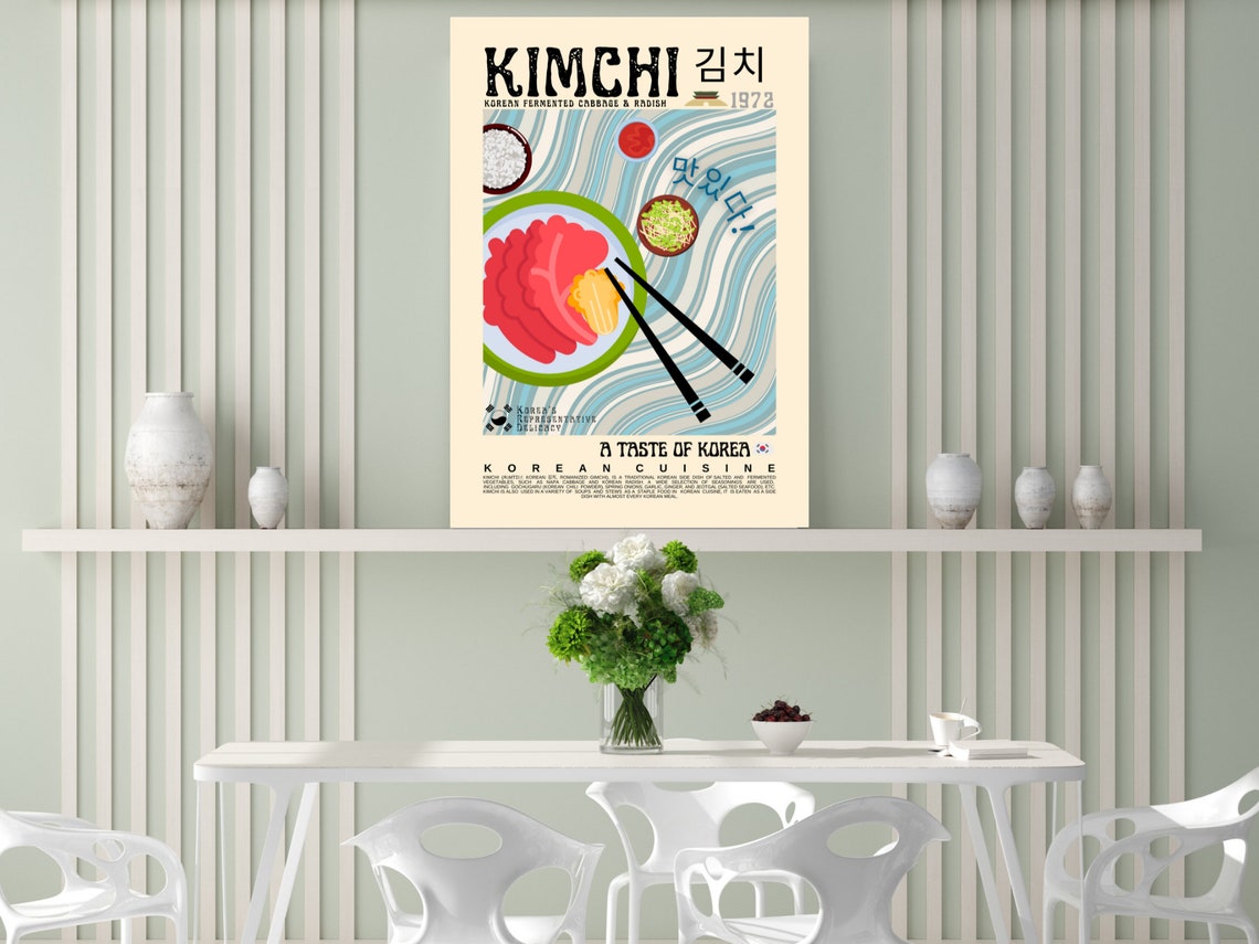 Kimchi Poster Vintage Style Korean Food Retro Wall Art Korea - Etsy