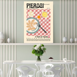 Pierogi Poster Vintage Style, Poland Dumplings Food Print, Polish ...