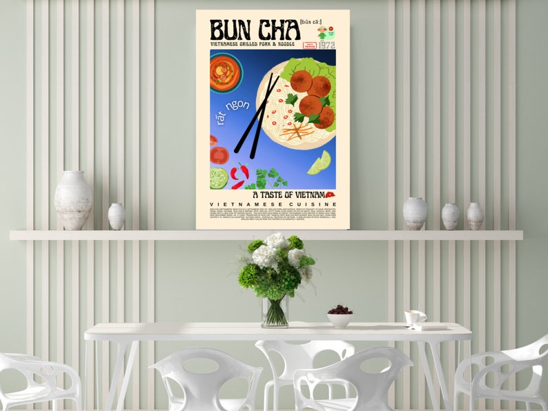 Bun Cha Vintage Style Poster Vietnam Food Wall Art - Etsy