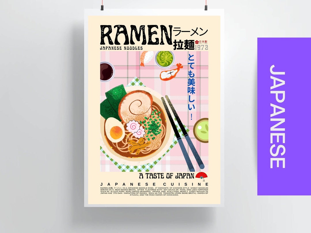 Ramen Poster Retro Style Japanese Vintage Food Wall Art - Etsy