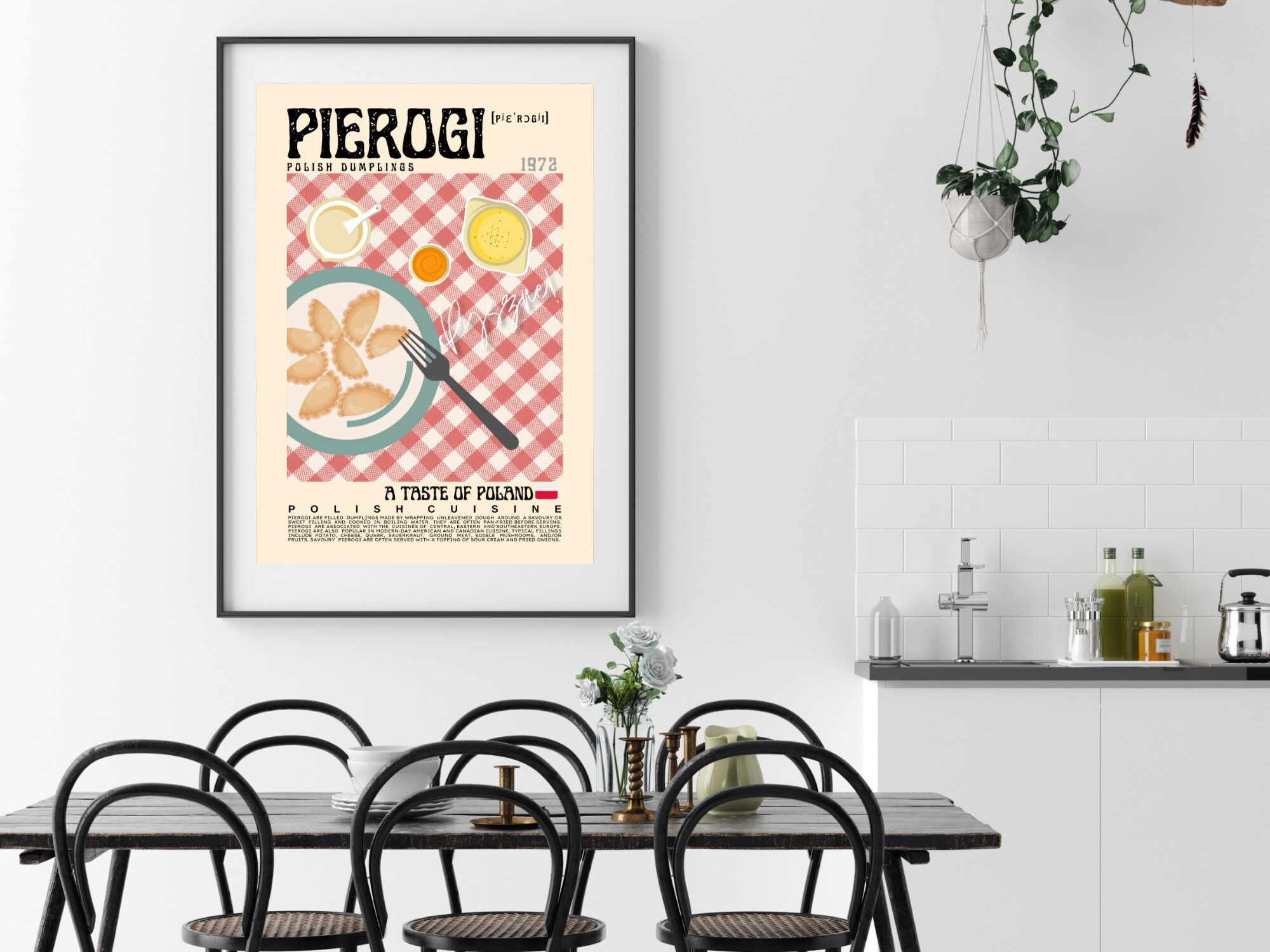 Pierogi Poster Vintage Style, Poland Dumplings Food Print, Polish ...