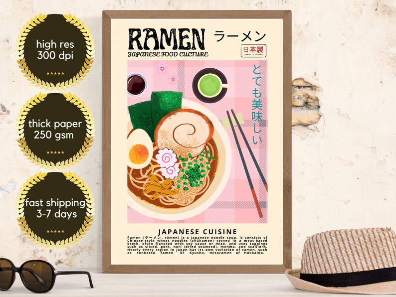 Ramen Poster Retro Style Japanese Vintage Food Wall Art - Etsy