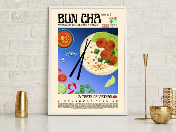 Bun Cha Vintage Style Poster Vietnam Food Wall Art - Etsy