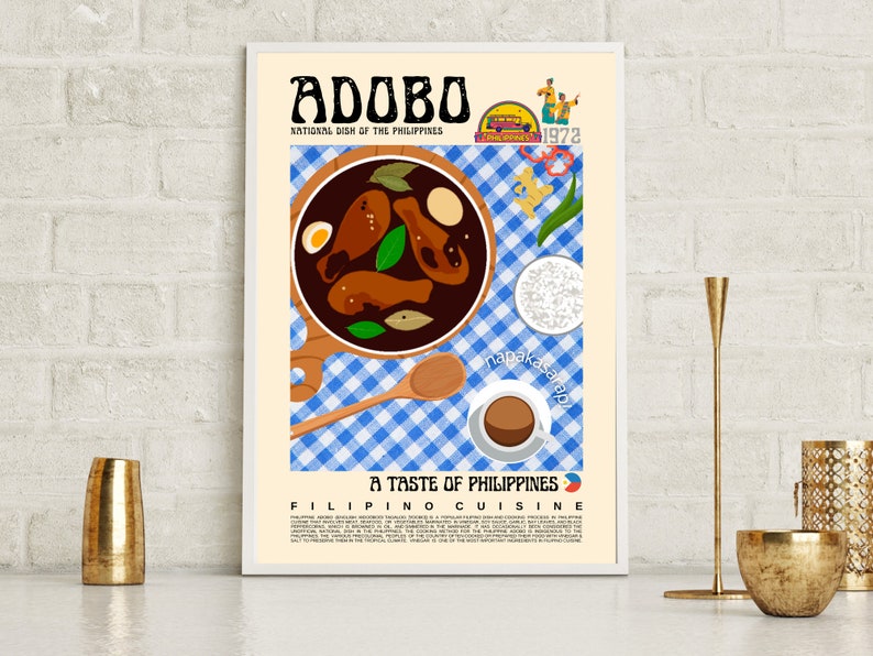 Adobo Poster Retro Style, Filipino Cuisine Wall Art, Vintage ...