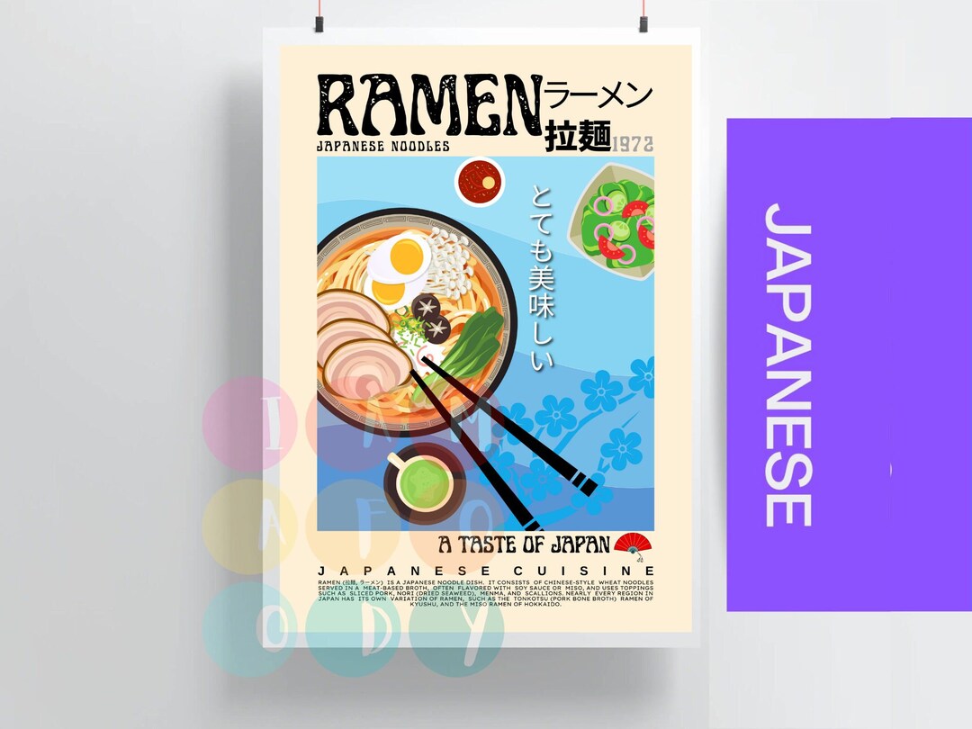 Ramen Poster Retro Feel, Japanese Vintage Food Wall Art, Japanese ...