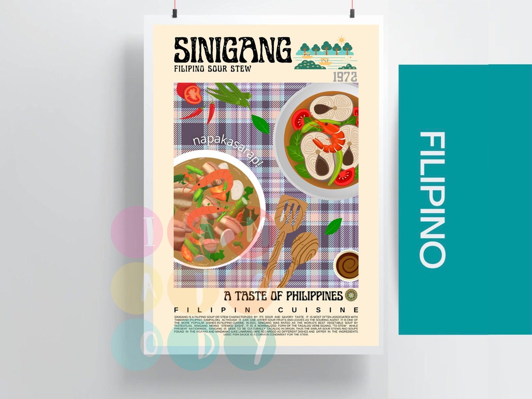 Sinigang Poster Retro Style, Filipino Cuisine Wall Art, Vintage ...