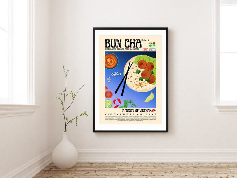 Bun Cha Vintage Style Poster Vietnam Food Wall Art - Etsy