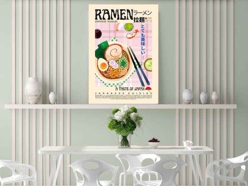 Ramen Poster Retro Style, Japanese Vintage Food Wall Art, Japanese ...