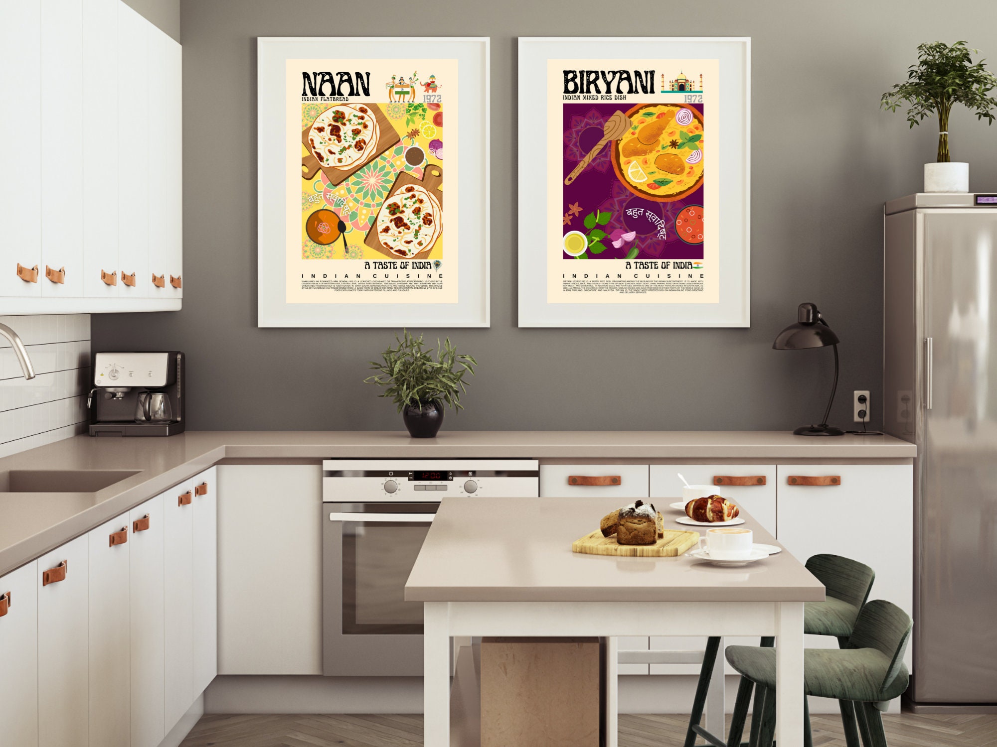 Naan Poster Retro Style, Indian Cuisine Wall Art, Indian Food Prints ...